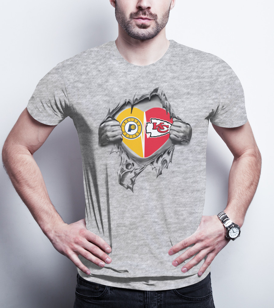 Indianapolis Pacers Kansas City Chiefs Heart Fans T-Shirt