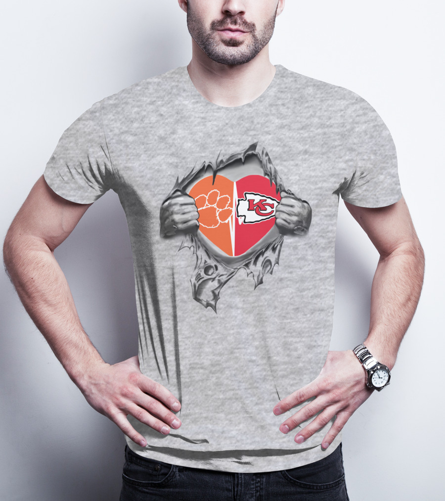 Chiefs Clemson Tigers Heart Division T-Shirt