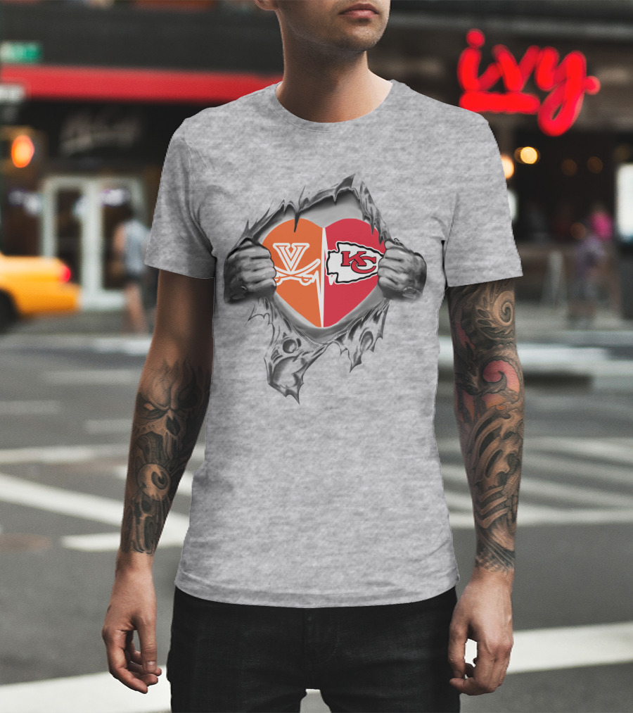 Chiefs Cavaliers Heart Kansas City Virginia Fans Passion T-Shirt