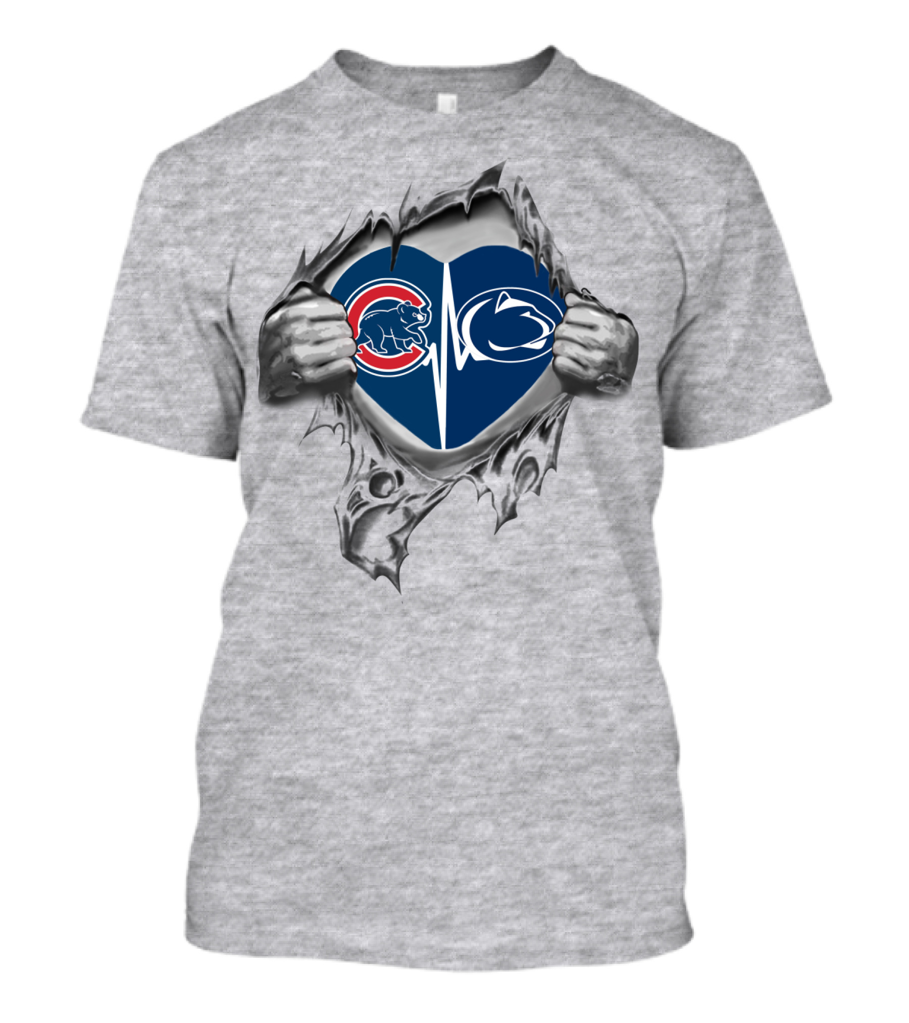 Cubs Penn State Heart Design With Logos T-Shirt