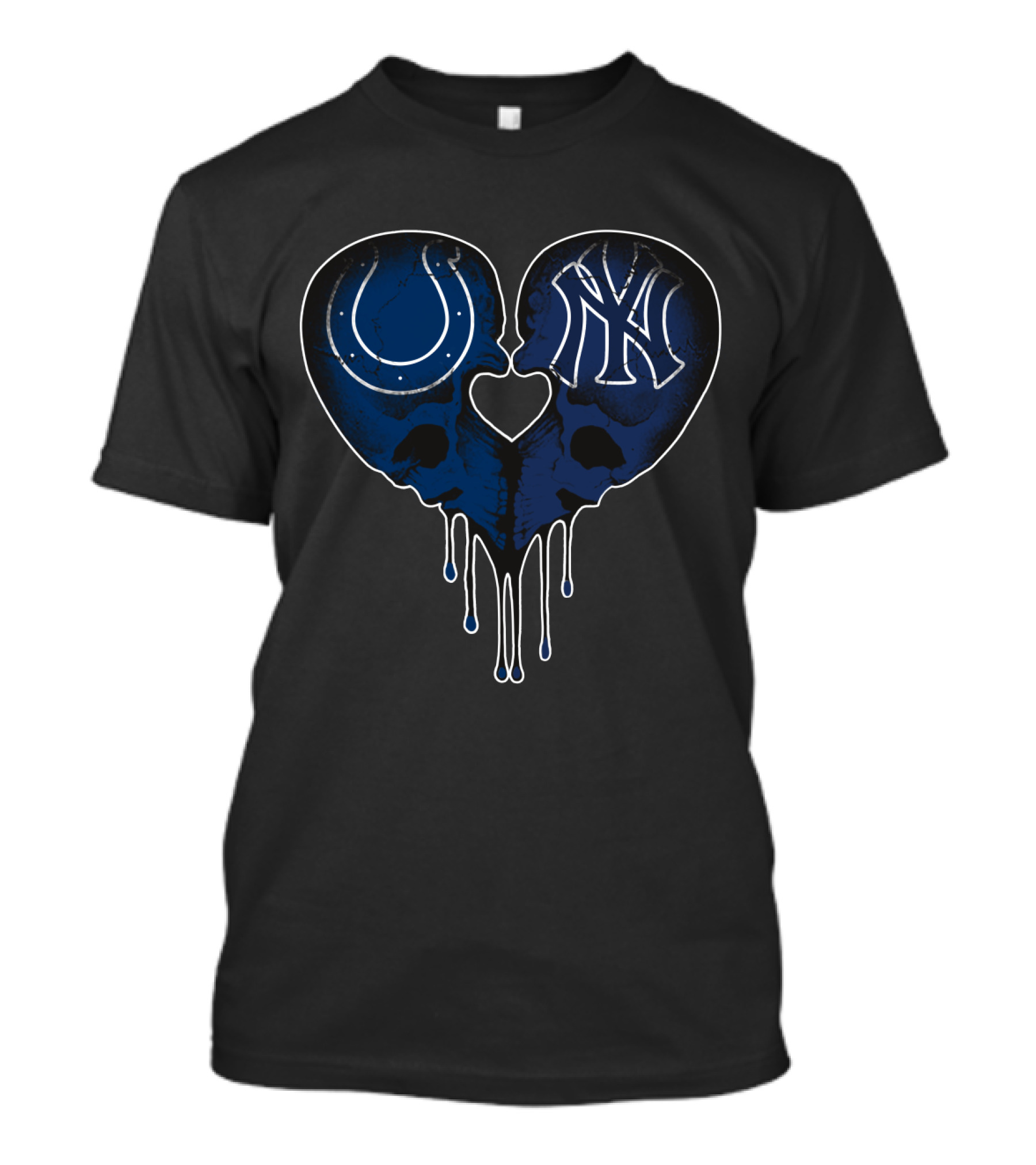 Colts Yankees Skull Heart Fusion T-Shirt