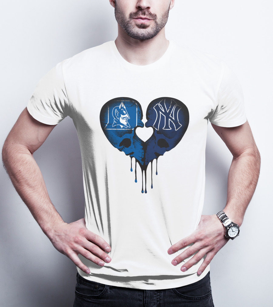 Duke Yankees Skull Heart Dripping Blue T-Shirt
