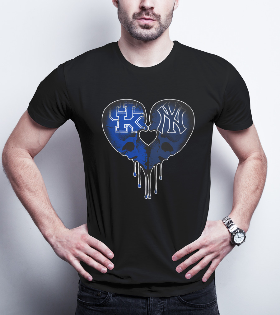 Kentucky Wildcats Yankees Skull Heart Fusion T-Shirt