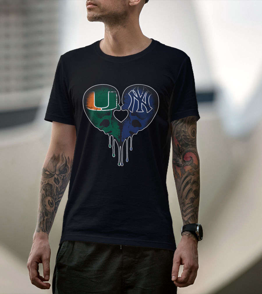 Yankees Hurricanes Love Skull Heart T-Shirt