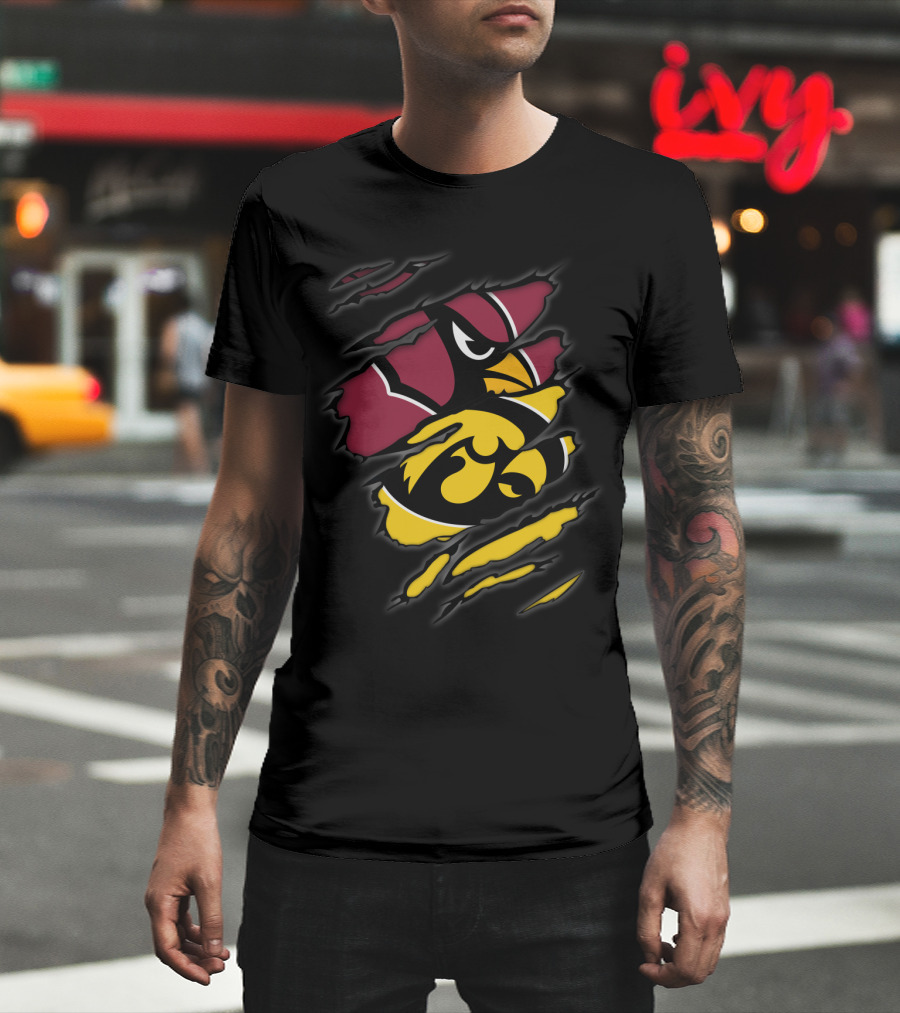 Cardinals Iowa Hawkeyes Iconic Team Logos Collaboration T-Shirt