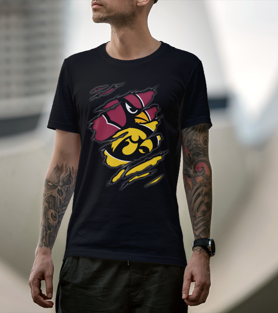 Cardinals Iowa Hawkeyes Iconic Team Logos Collaboration T-Shirt