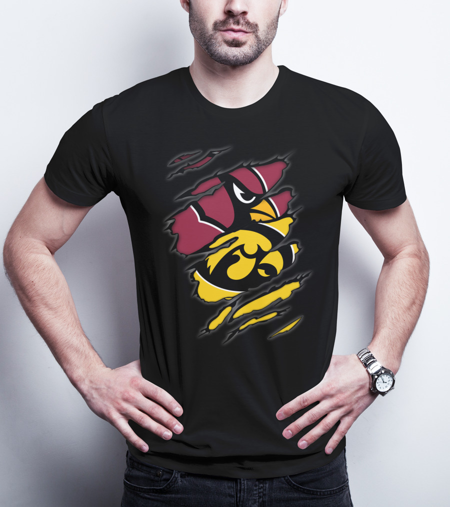 Cardinals Iowa Hawkeyes Iconic Team Logos Collaboration T-Shirt