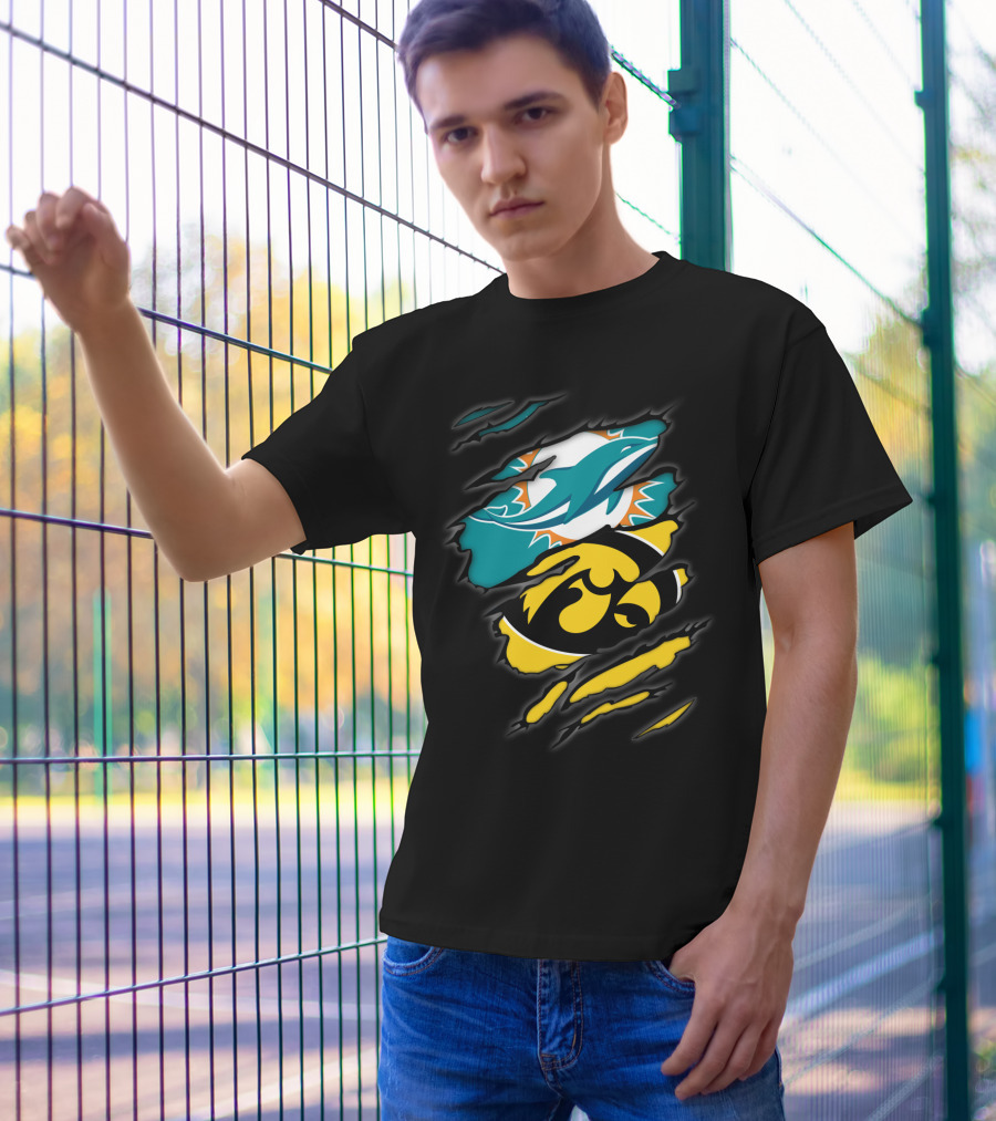 Miami Dolphins Iowa Hawkeyes Torn Claw T-Shirt