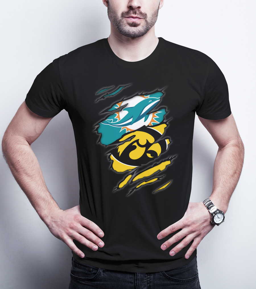 Miami Dolphins Iowa Hawkeyes Torn Claw T-Shirt