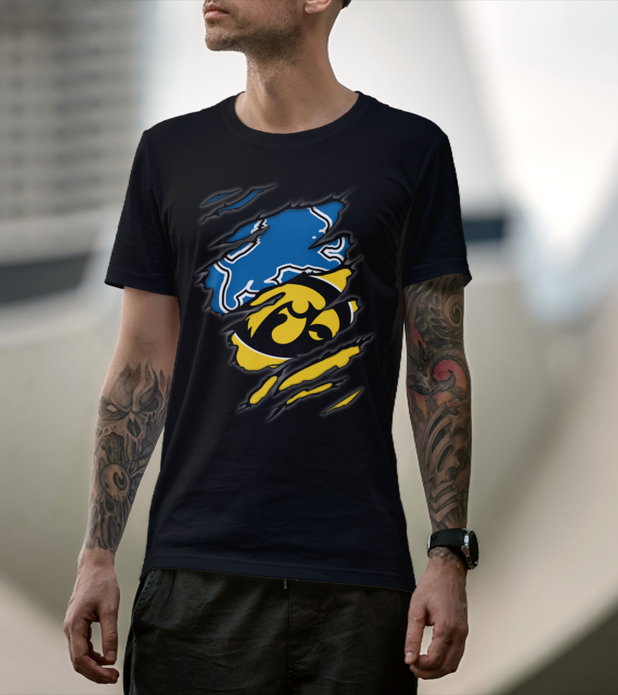 Lions Iowa Hawkeyes Tear Effect Sports Rivalry T-Shirt
