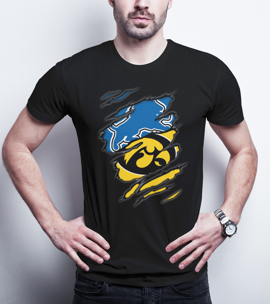 Lions Iowa Hawkeyes Tear Effect Sports Rivalry T-Shirt