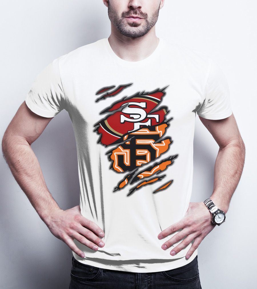 49Ers SF Giants Logos Rip T-Shirt