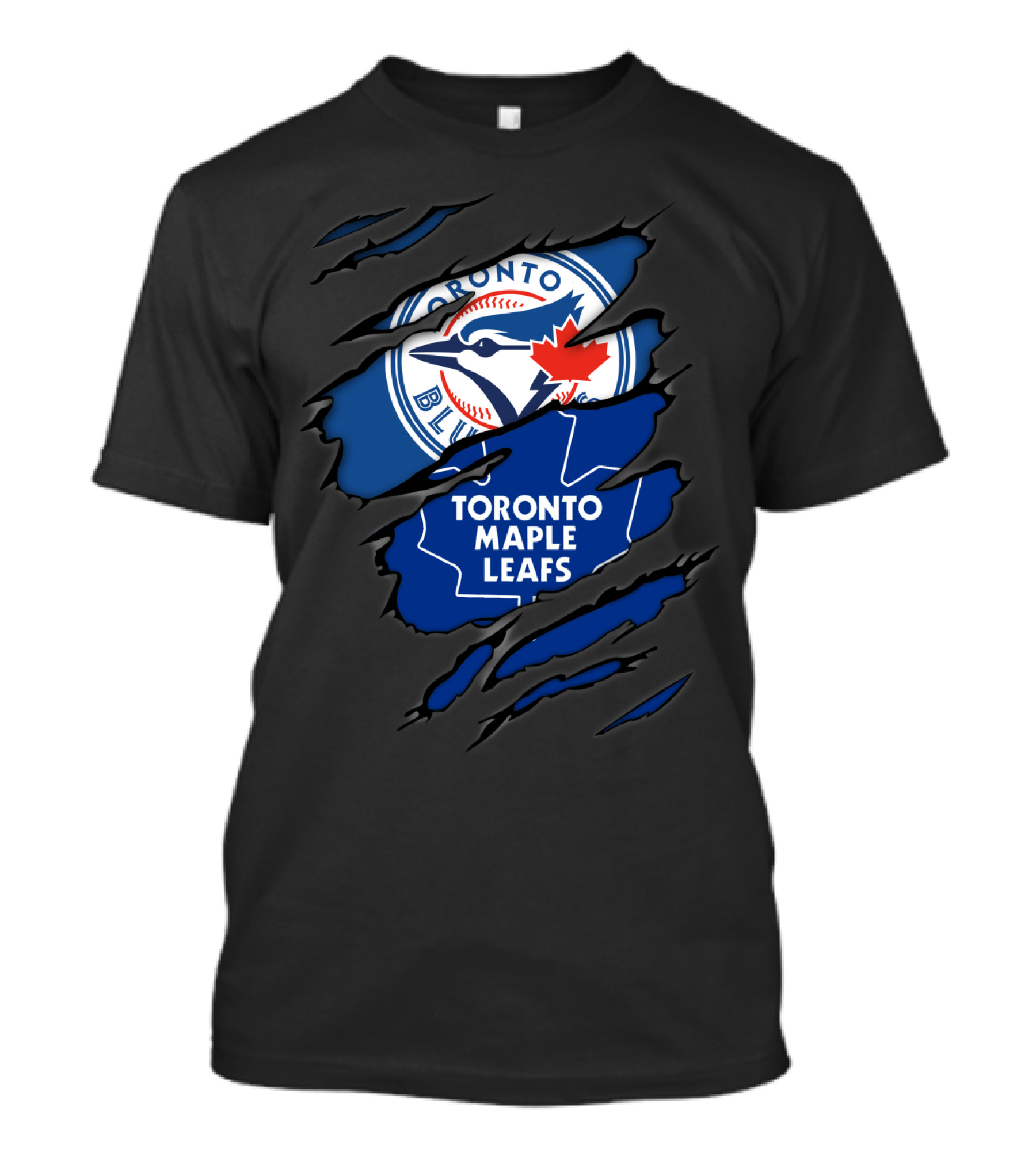 Toronto Blue Jays Toronto Maple Leafs Ripped Logo Fusion T-Shirt