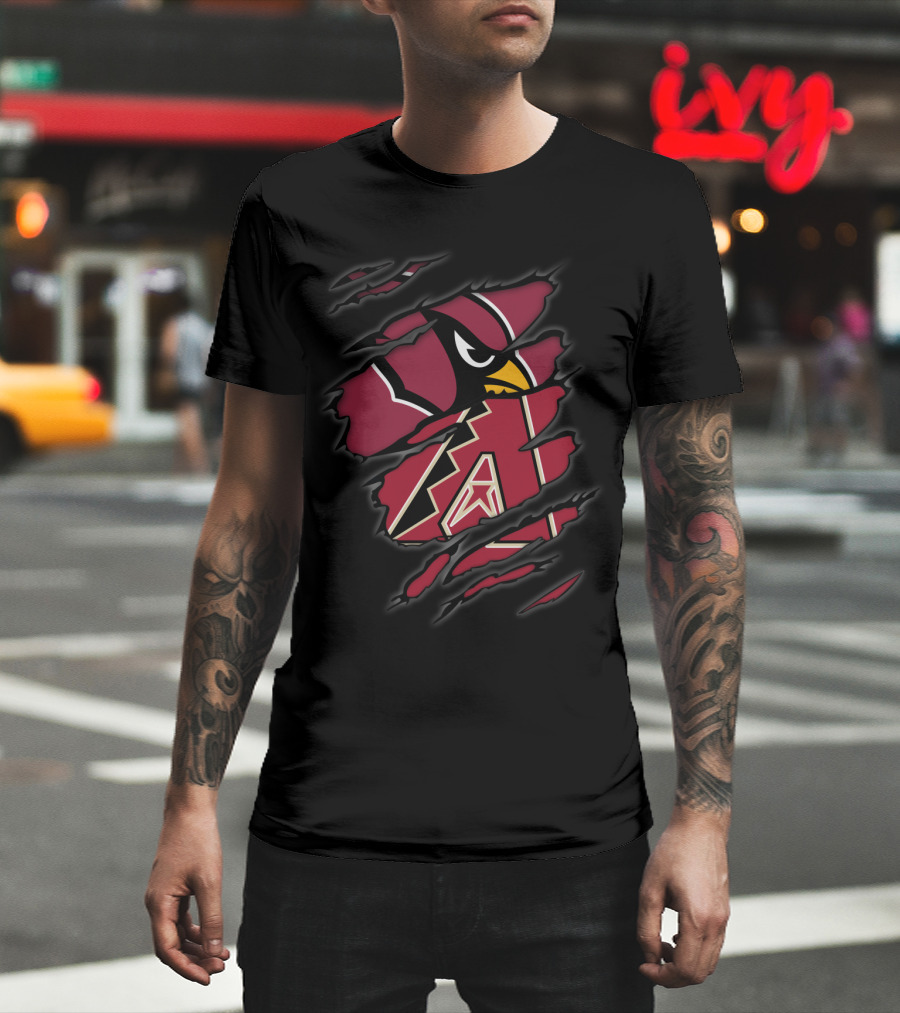 Cardinals Diamondback Ripped Logo Fusion T-Shirt