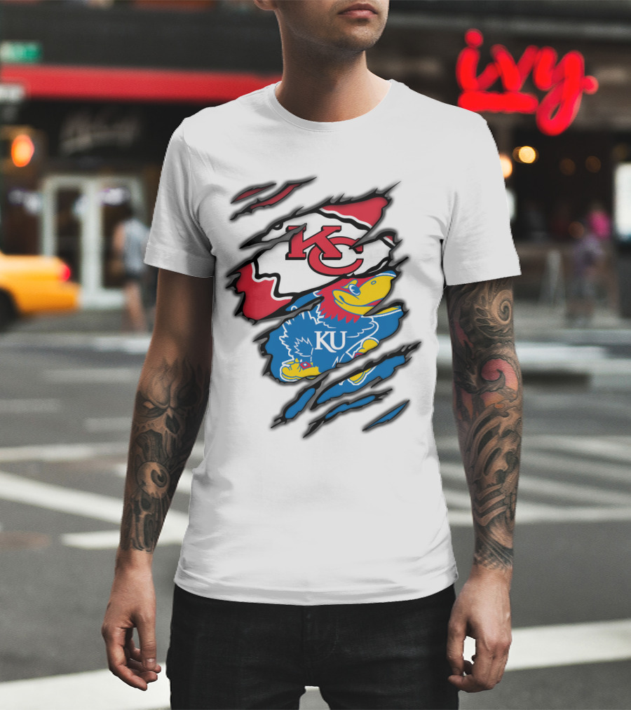 Kansas City Chiefs KU Jayhawks Logo Mashup T-Shirt
