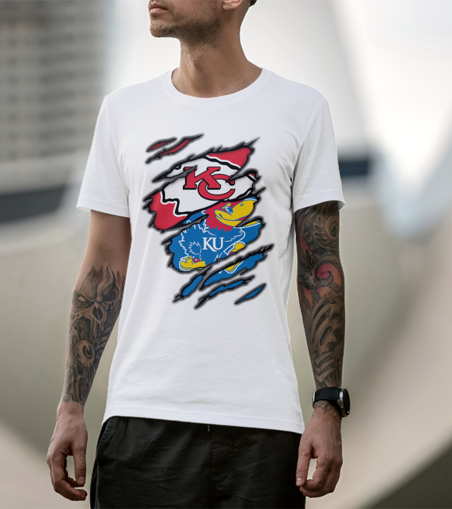 Kansas City Chiefs KU Jayhawks Logo Mashup T-Shirt