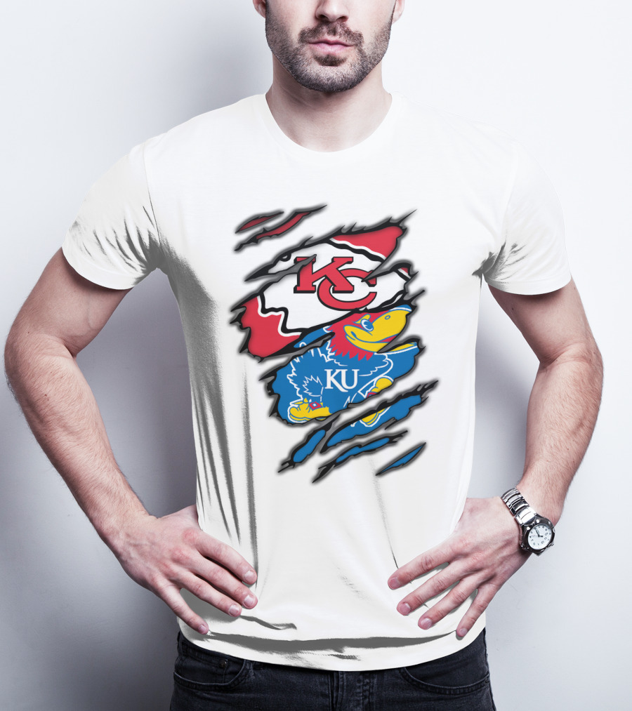 Kansas City Chiefs KU Jayhawks Logo Mashup T-Shirt