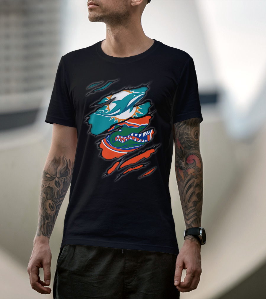 Miami Dolphins Florida Gators Torn Claw Marks T-Shirt