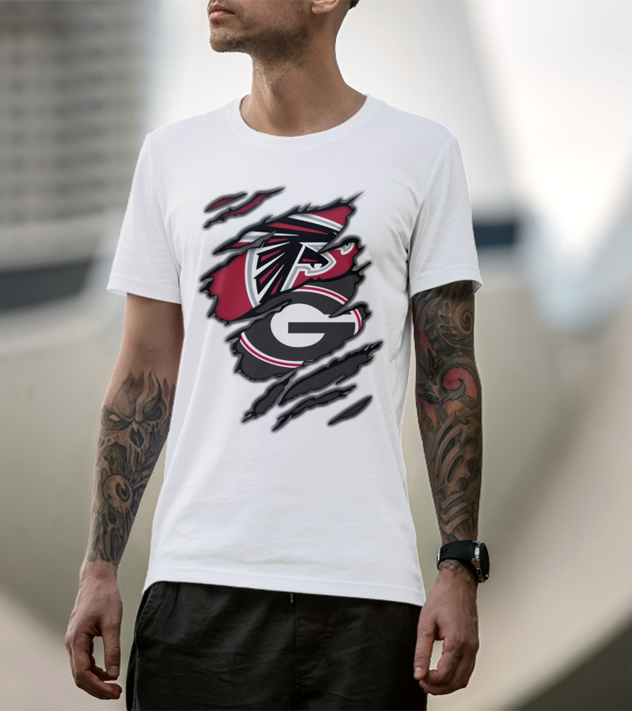 Atlanta Falcons Georgia Bulldogs Ripped Claw Marks T-Shirt