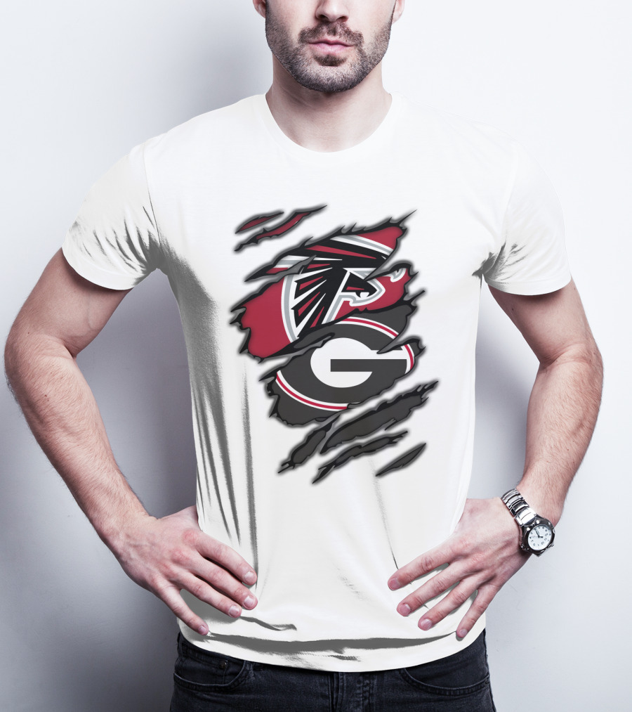 Atlanta Falcons Georgia Bulldogs Ripped Claw Marks T-Shirt