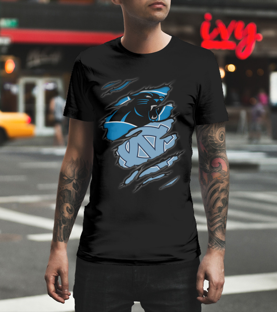 Panthers Tar Heels North Carolina Rip Effect T-Shirt