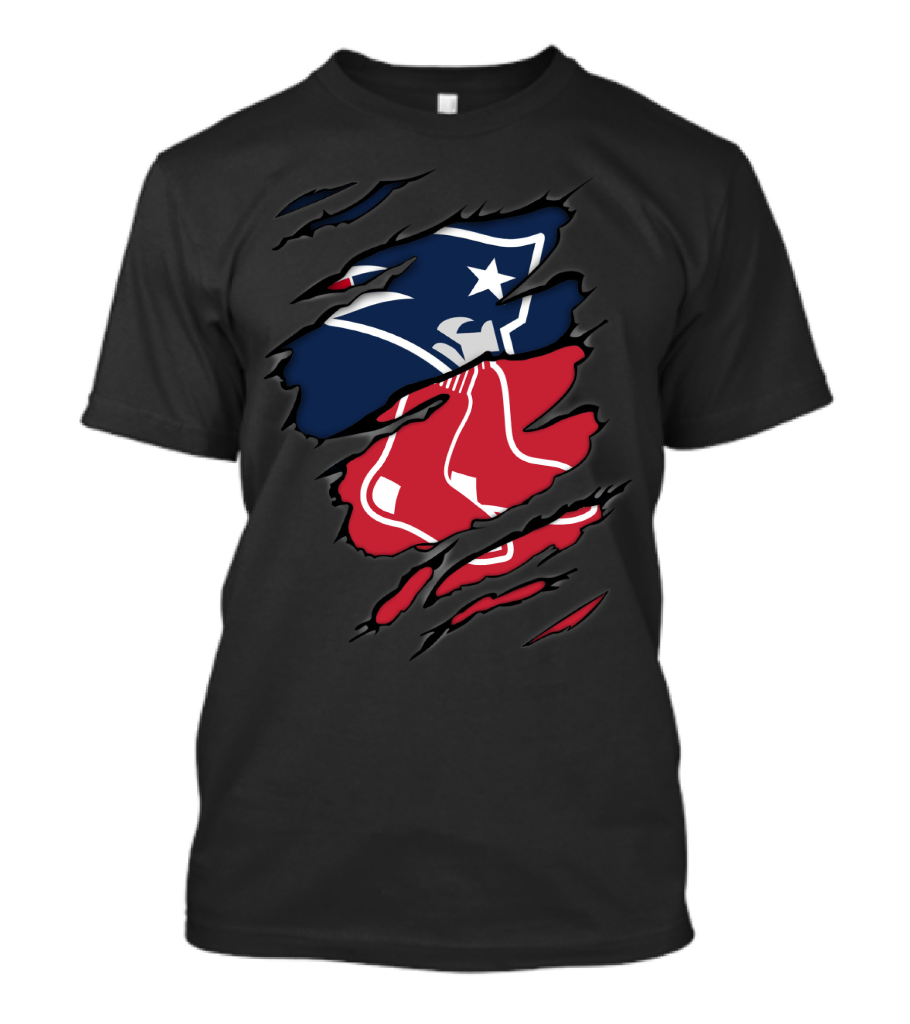 Patriots Red Sox Torn Logo Fusion T-Shirt