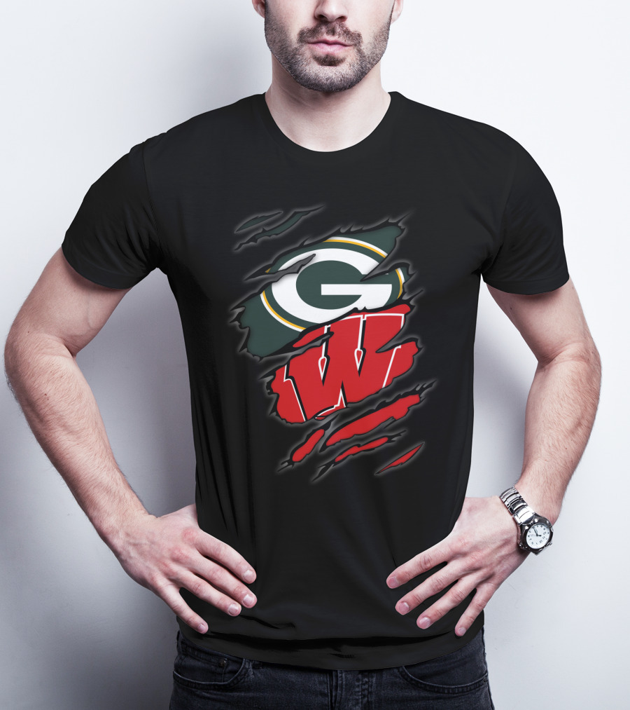 Packers Badgers G W Ripped Claw Marks T-Shirt