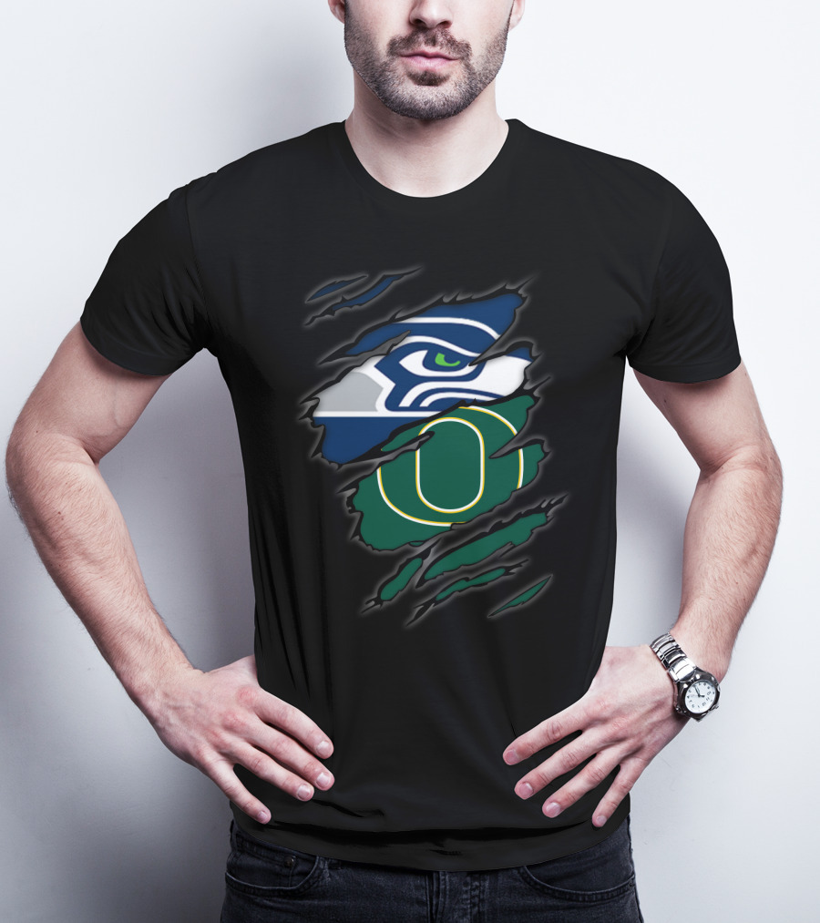 Seahawks Oregon Ducks Logo Mashup T-Shirt