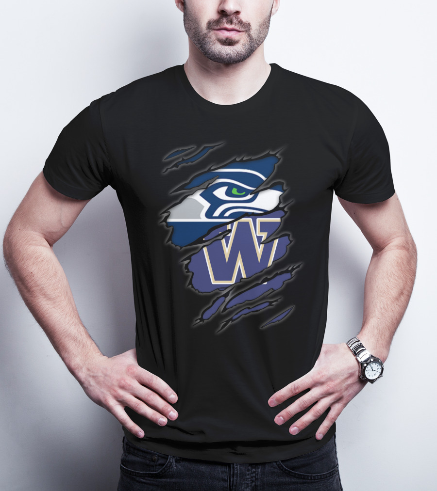 Seahawks Logo University Of Washington Huskies W Claws T-Shirt