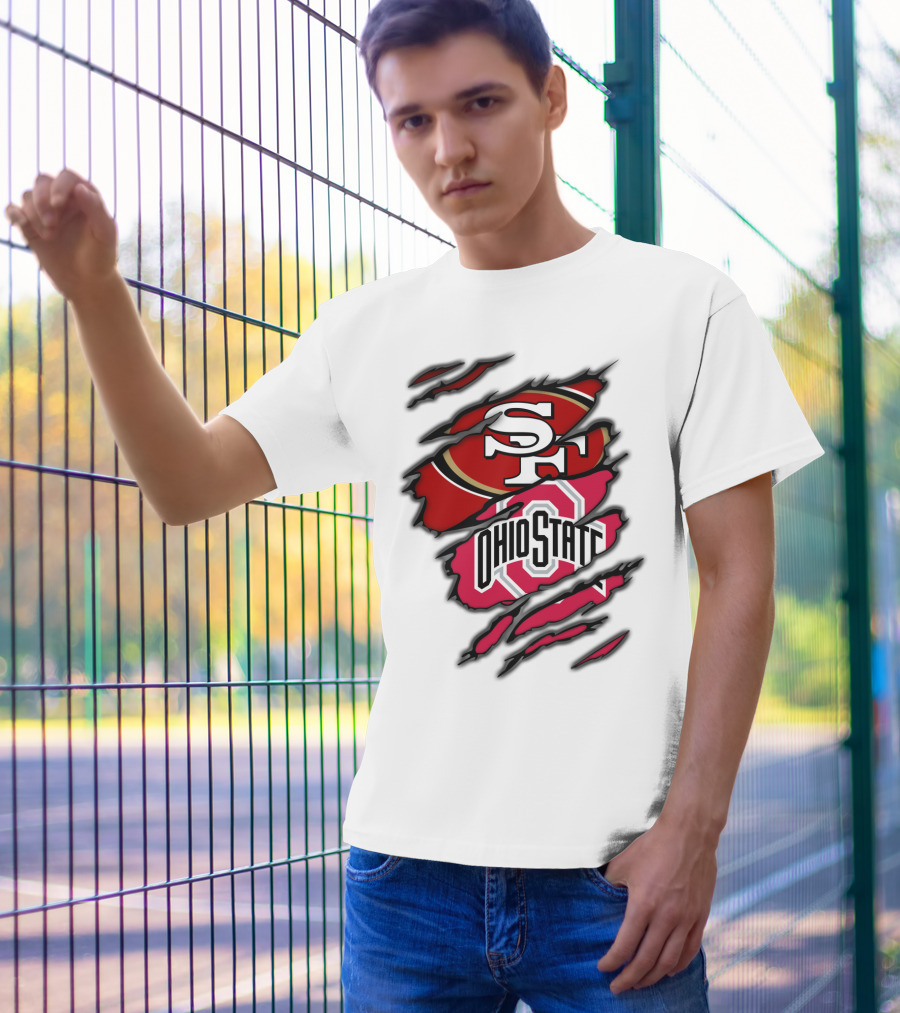 49ers SF Ohio State Buckeyes Logo Mashup T-Shirt