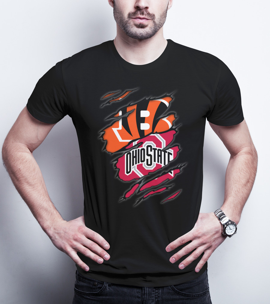 Bengals Ohio State Ripped Logo Fusion T-Shirt