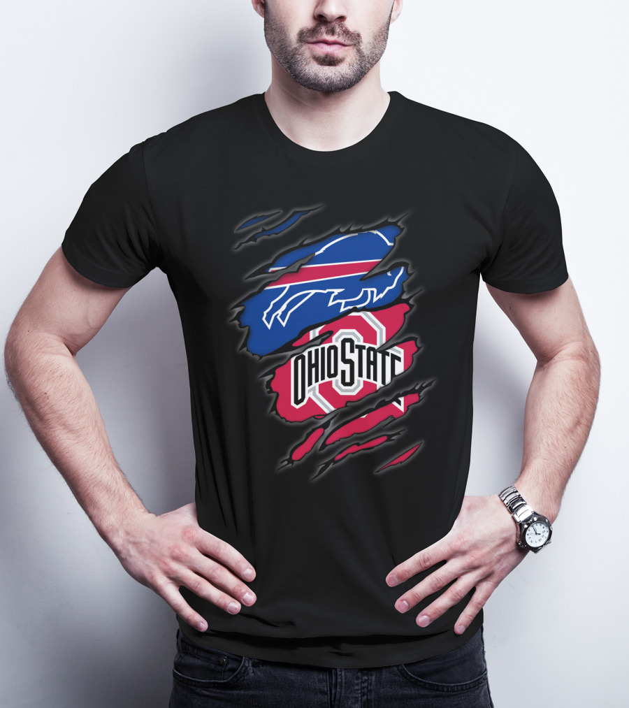 Bills Ohio State Torn Layered Emblem T-Shirt