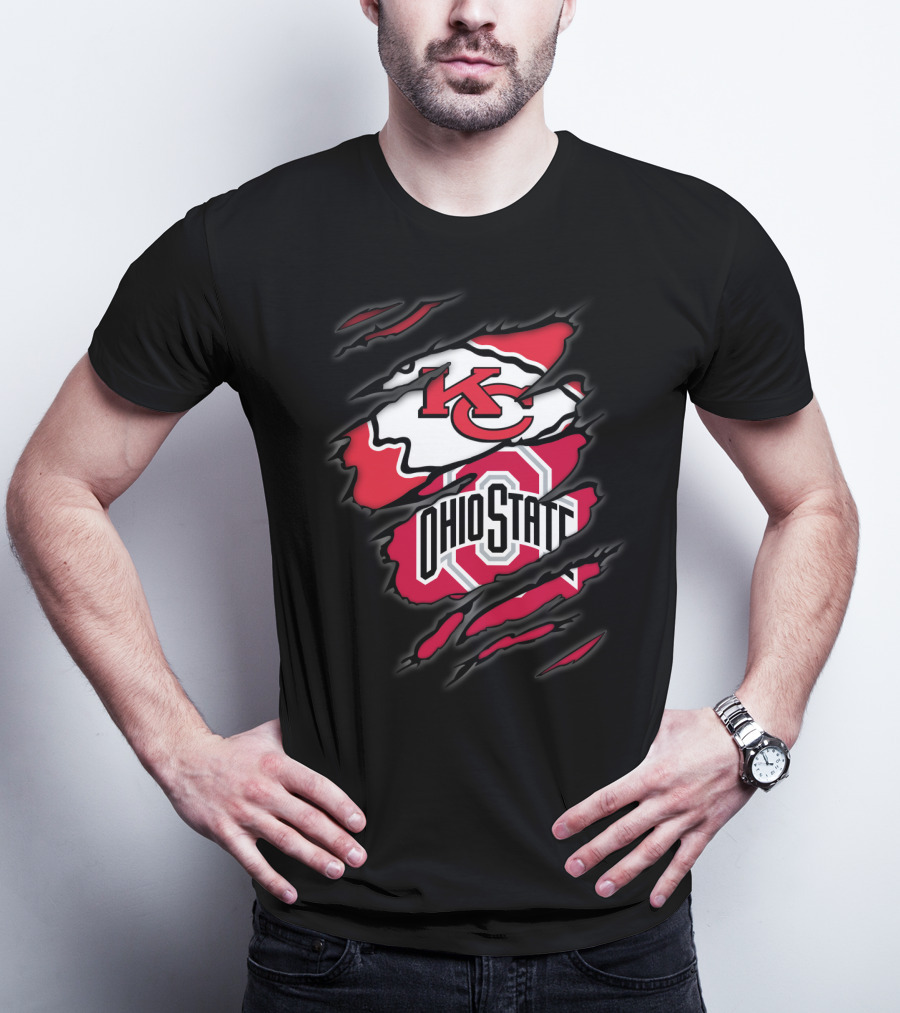 KC Chiefs Ohio State Buckeyes Ripped T-Shirt