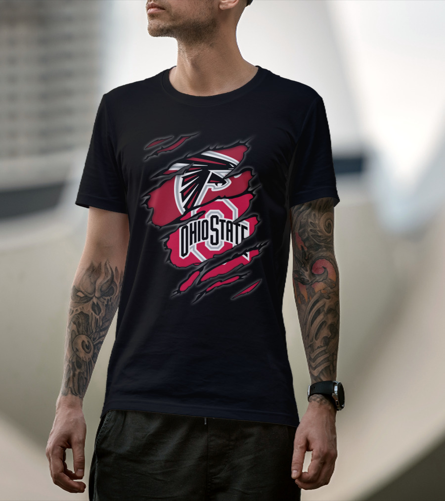 Falcons Ohio State Logo Ripped T-Shirt
