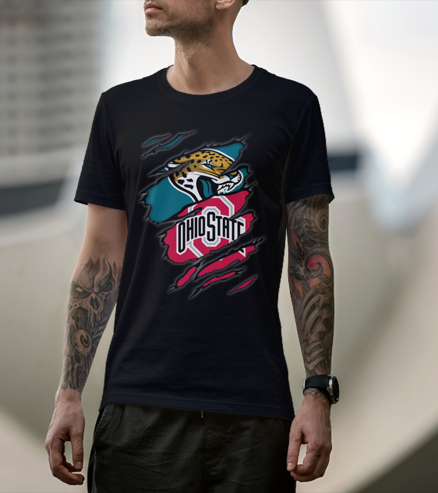 Jaguars Ohio State Claw Mark Logo Fusion T-Shirt