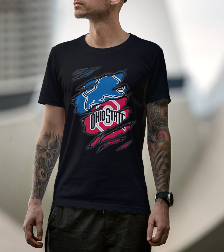 Detroit Lions Ohio State Buckeyes Fusion T-Shirt