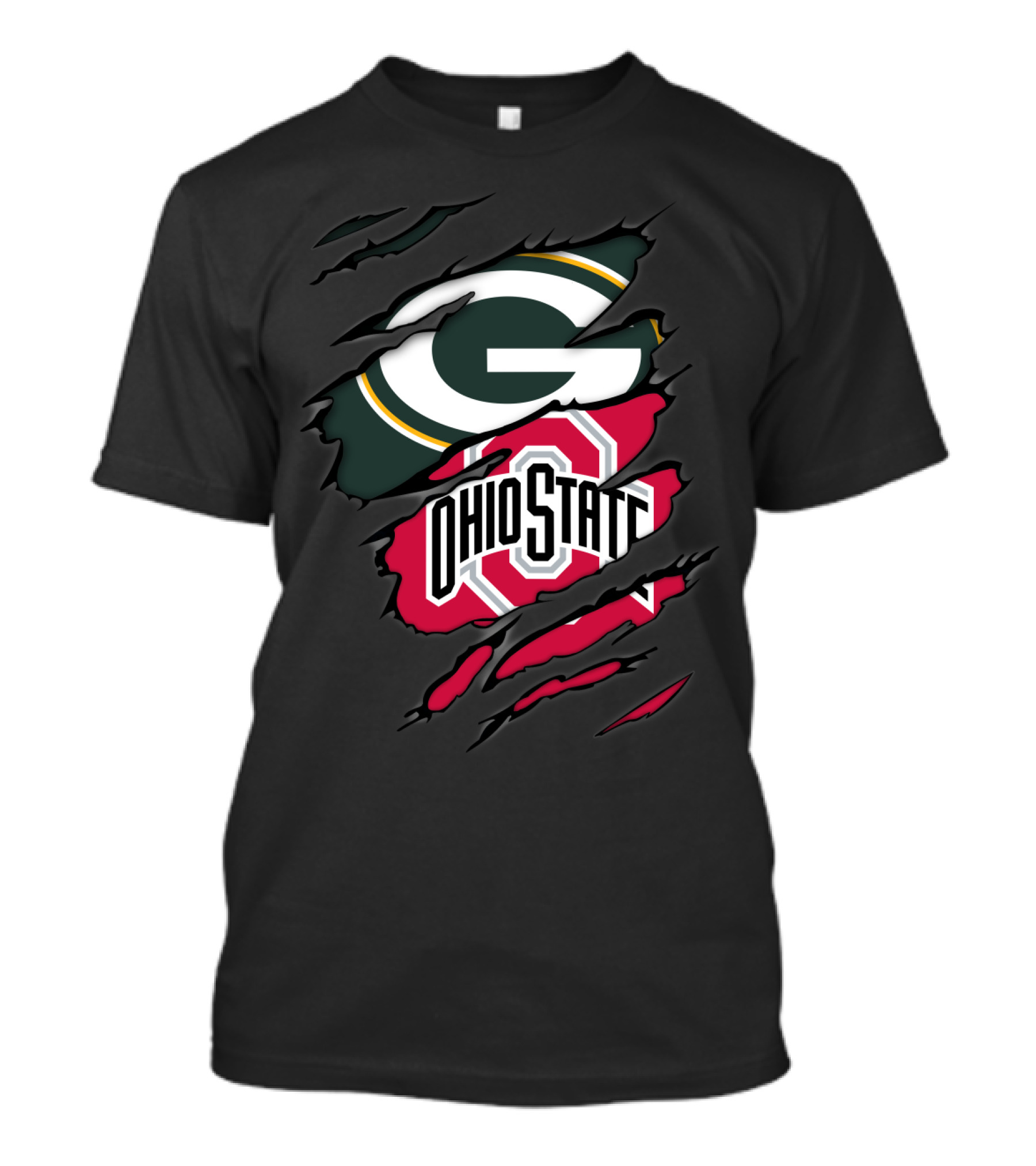 Packers Ohio State Torn Logo Fusion T-Shirt