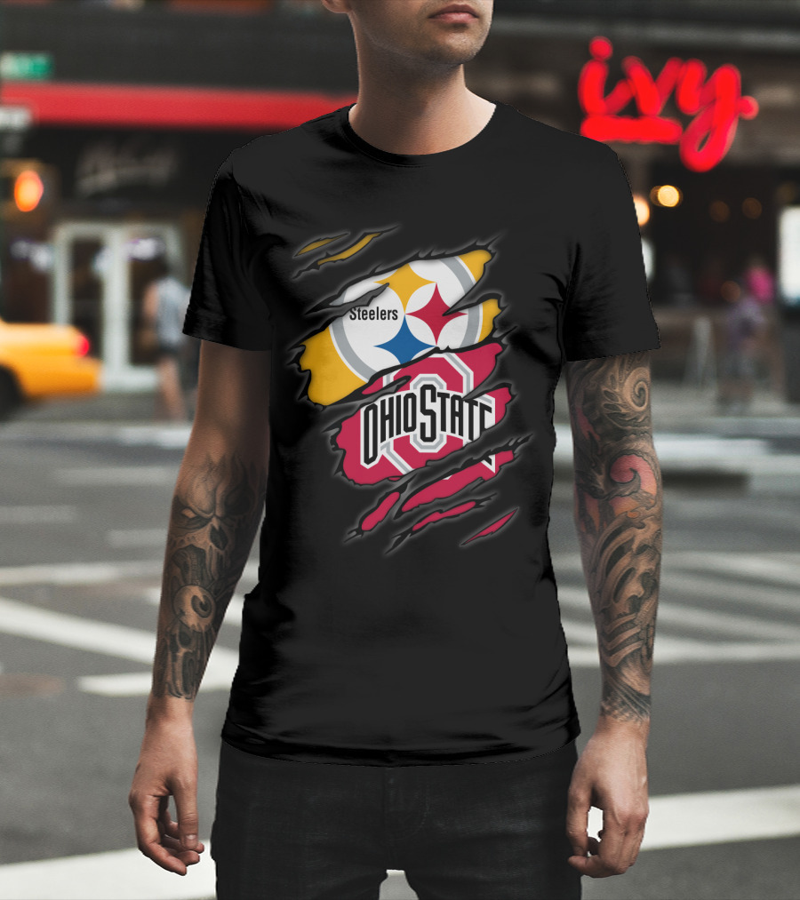 Steelers And Ohio State Logo Fusion T-Shirt