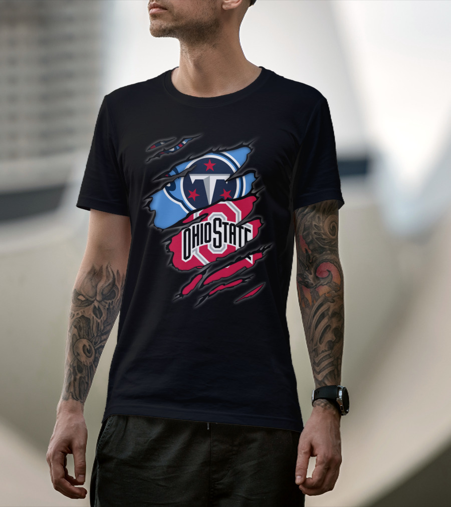 Titans Logo Ohio State Emblem Tear T-Shirt