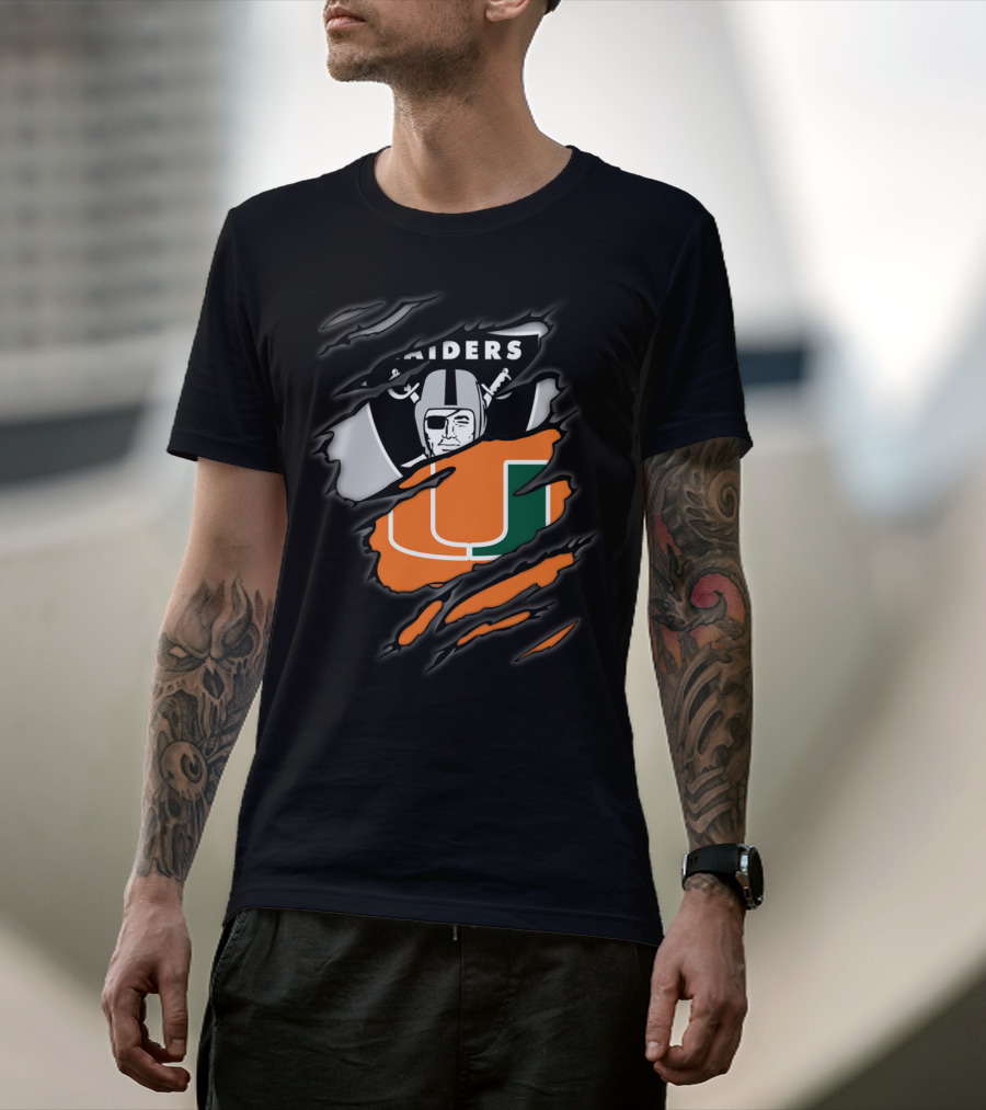 Raiders Miami Hurricanes Crossover T-Shirt