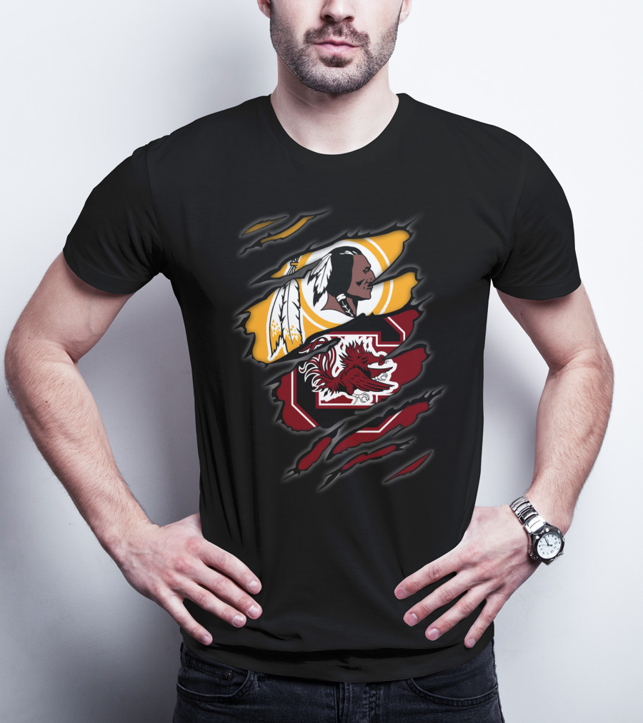 Washington Redskins South Carolina Gamecocks Collegiate Football Fan T-Shirt