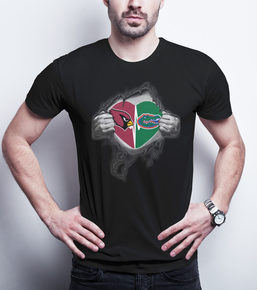 Gators Cardinals Heart Logo Torn T-Shirt