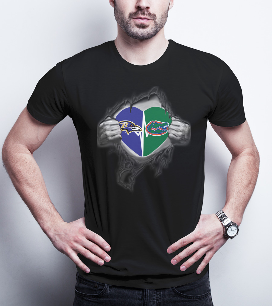 Ravens Gators Heart Split T-Shirt