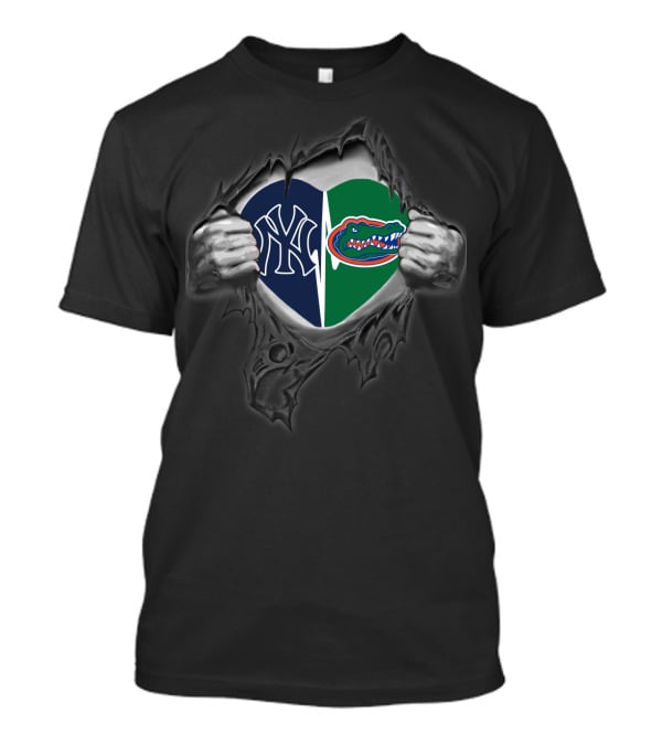 Yankees Gators Heart Logo Torn Fabric T-Shirt