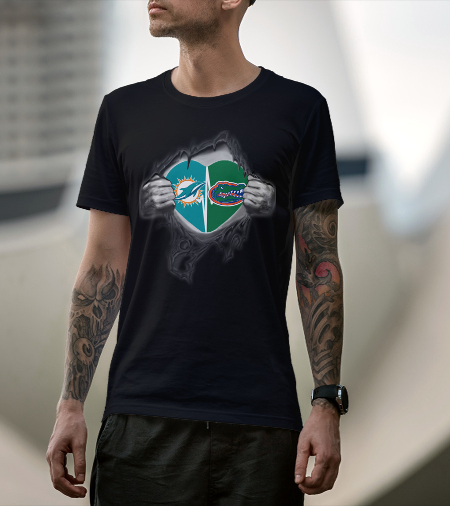 Miami Dolphins Florida Gators Heart T-Shirt