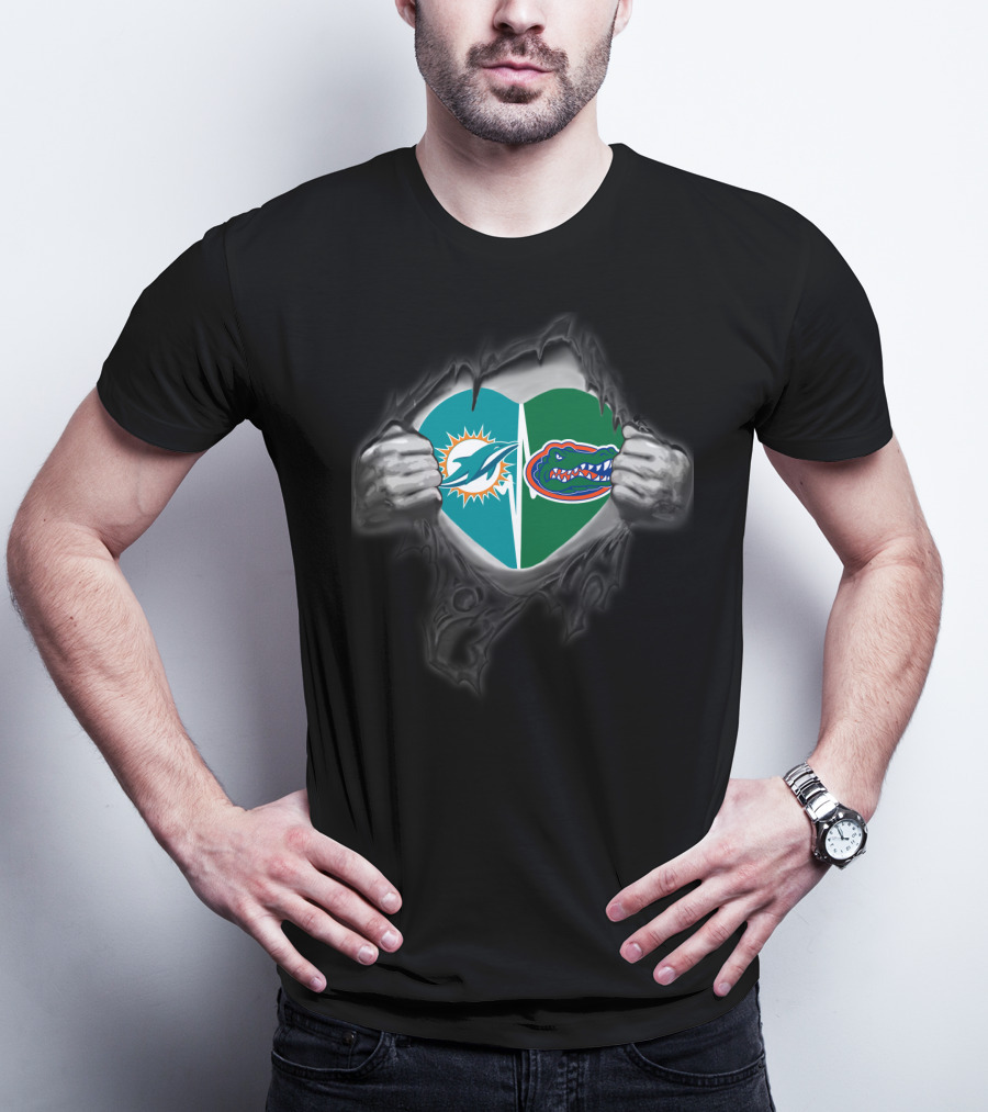 Miami Dolphins Florida Gators Heart T-Shirt