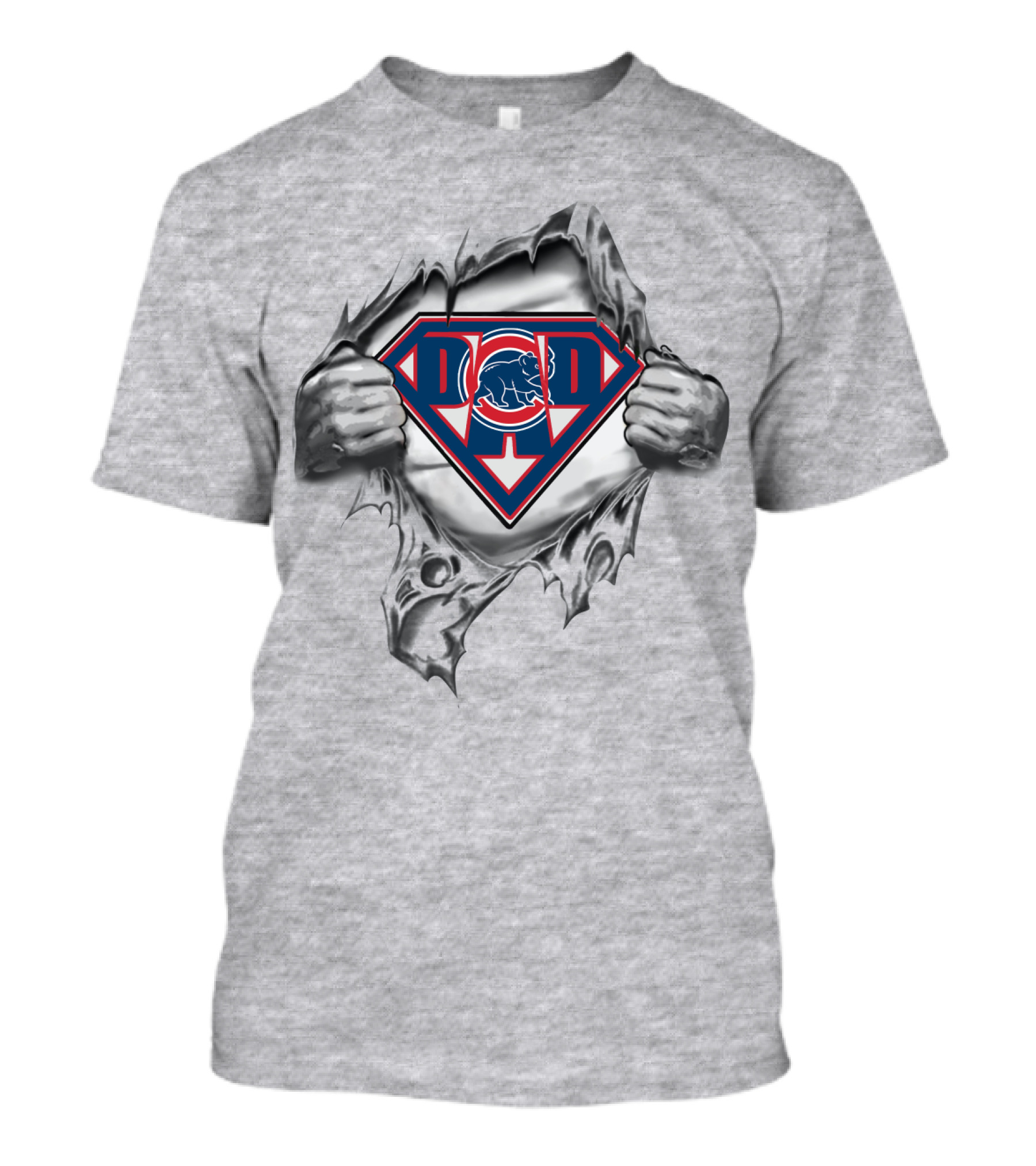 Chicago Cubs Dad Superhero Emblem T-Shirt