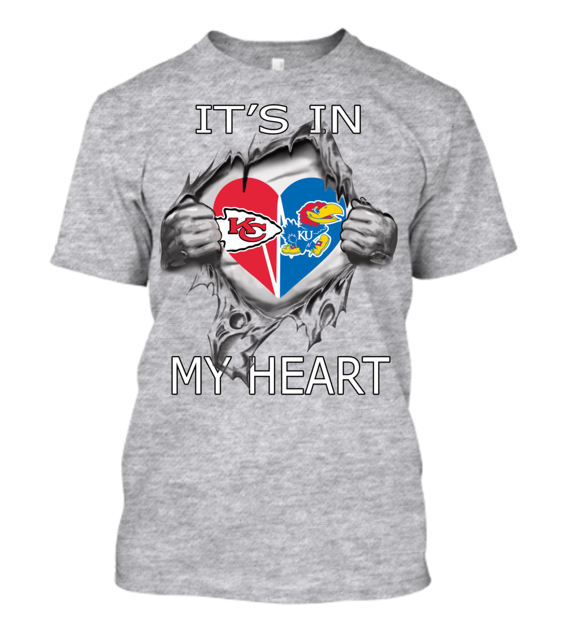 Its IN My Heart Kansas City Chiefs Kansas Jayhawks T-Shirt