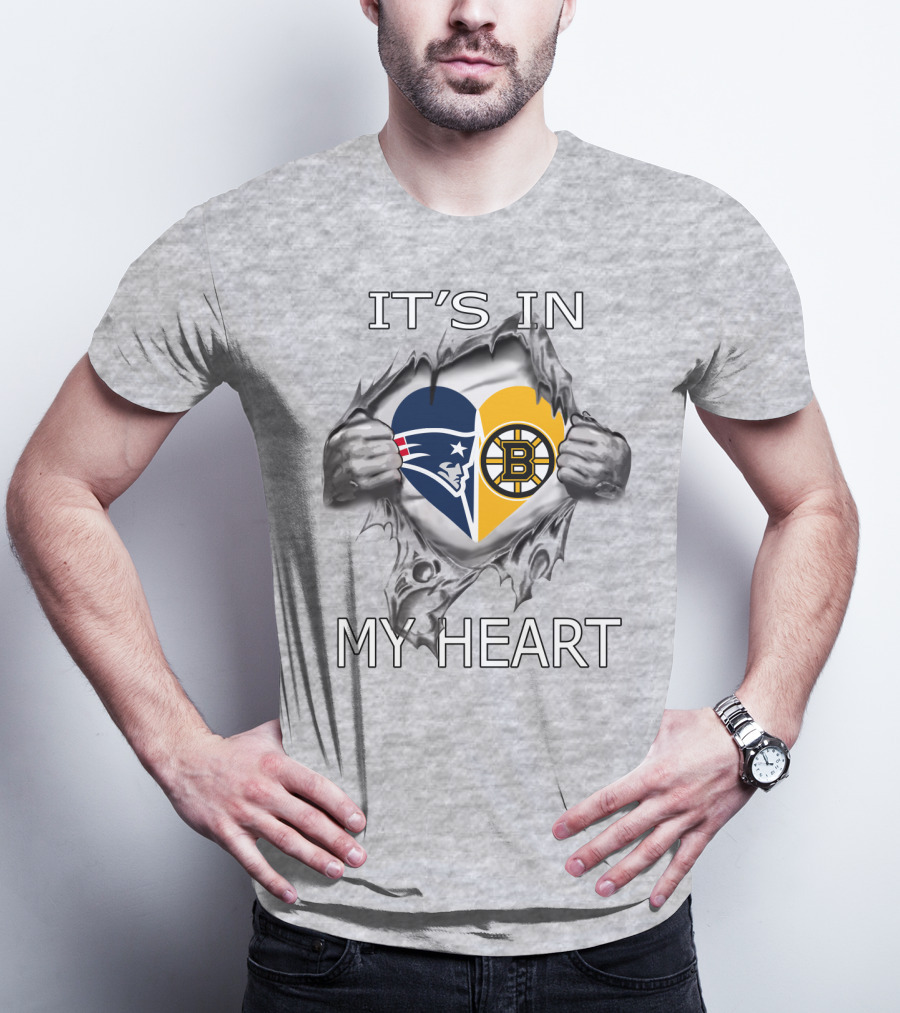 Patriots Bruins Heart Logos It's In My Heart T-Shirt
