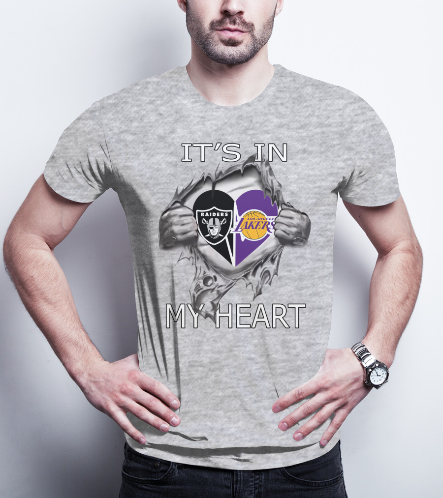 Raiders Los Angeles Lakers It's In My Heart T-Shirt